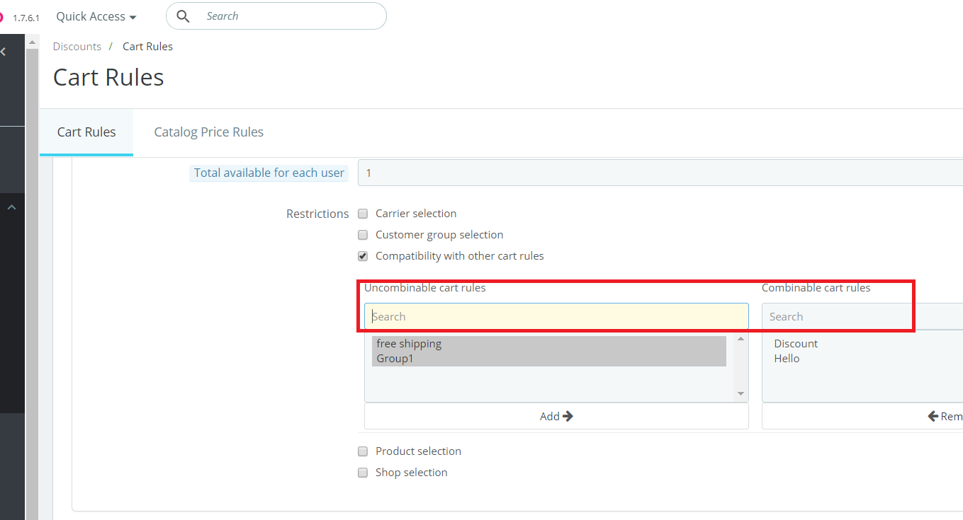 The filter in the Combinable Cart Rules section doesn't work · Issue #15526 · PrestaShop ...