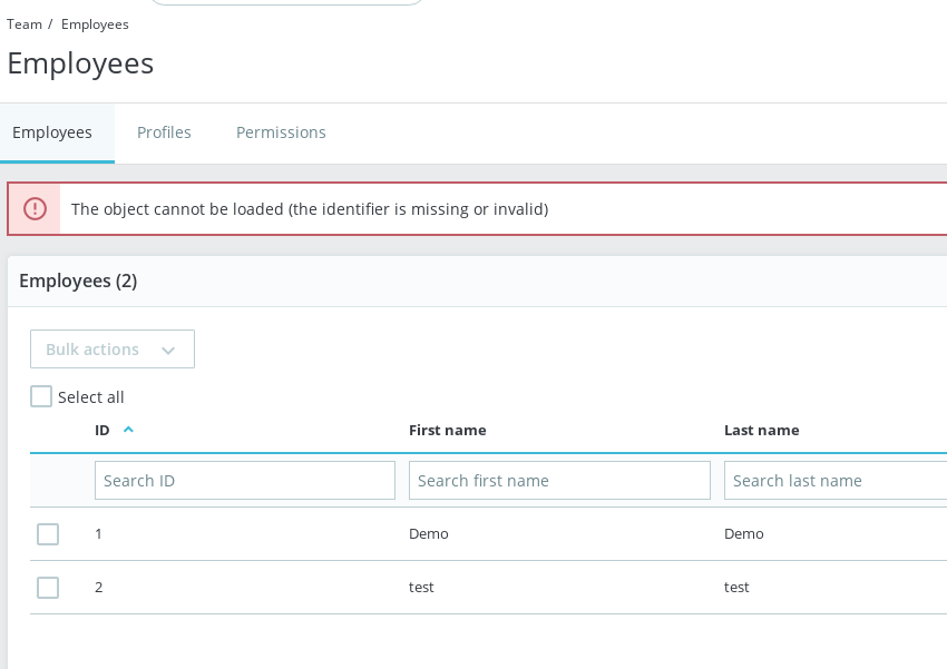 The bulk action doesn't work in the employees page · Issue #16246 ...