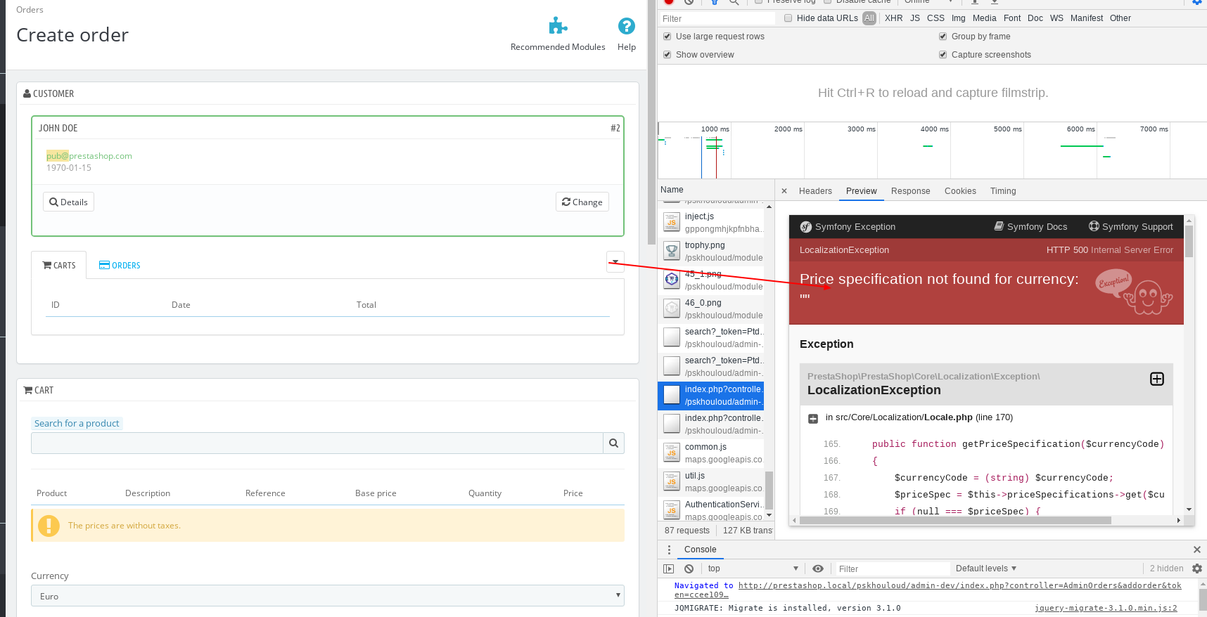 Localization exception in order creation page after clean ps install · Issue #16259 · PrestaShop ...