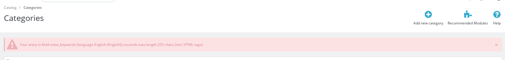 Error - Unclear alert when adding keywords with max length > 255 chars ...