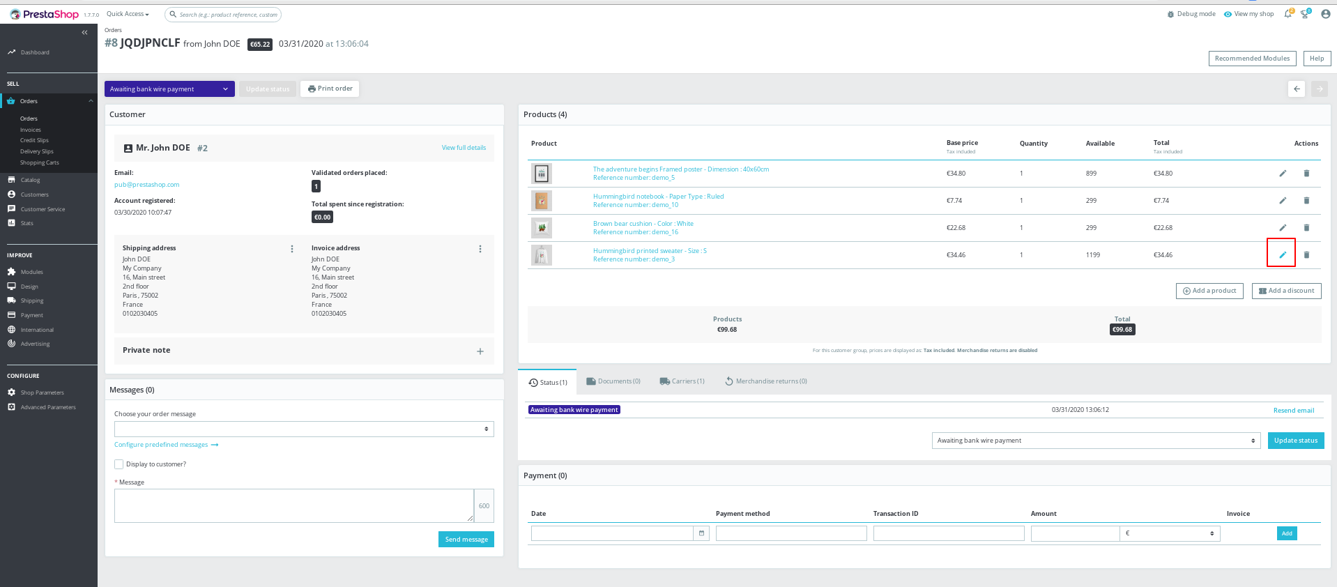The tooltip of Delete/Edit product from cart ( order view page migrated) - wrong behaviour ...