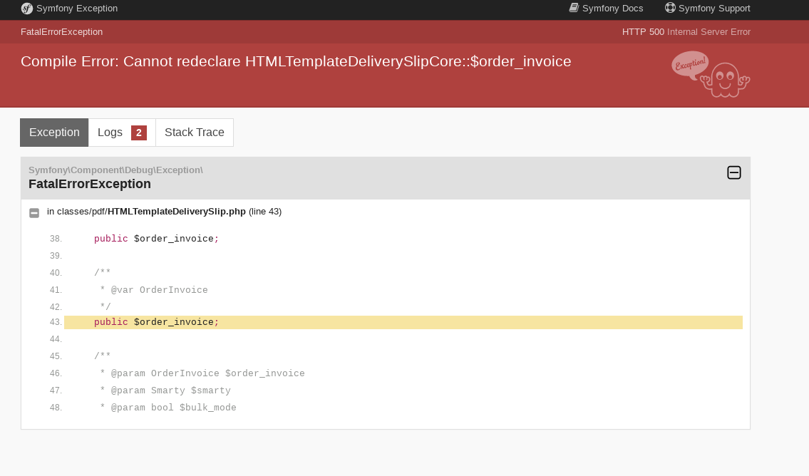BO - Orders & Invoices page - an exception is displayed · Issue #18626 · PrestaShop/PrestaShop ...