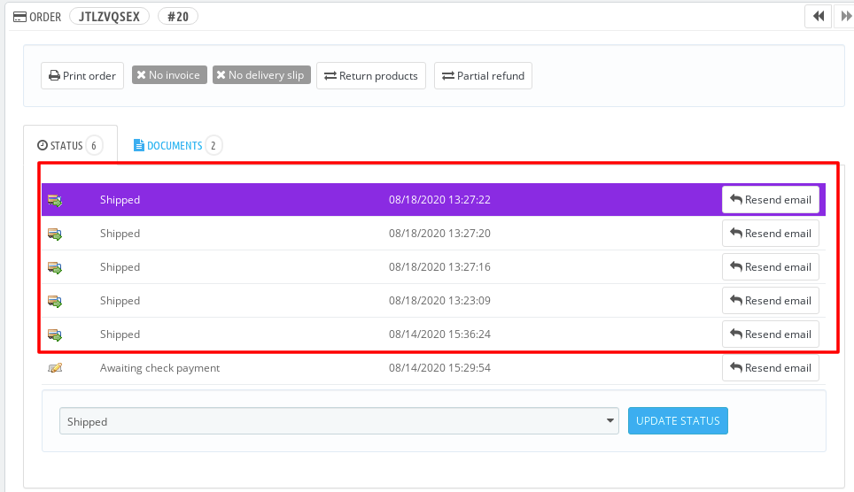 setCurrentState to the same id_order_state · Issue #20623 · PrestaShop ...