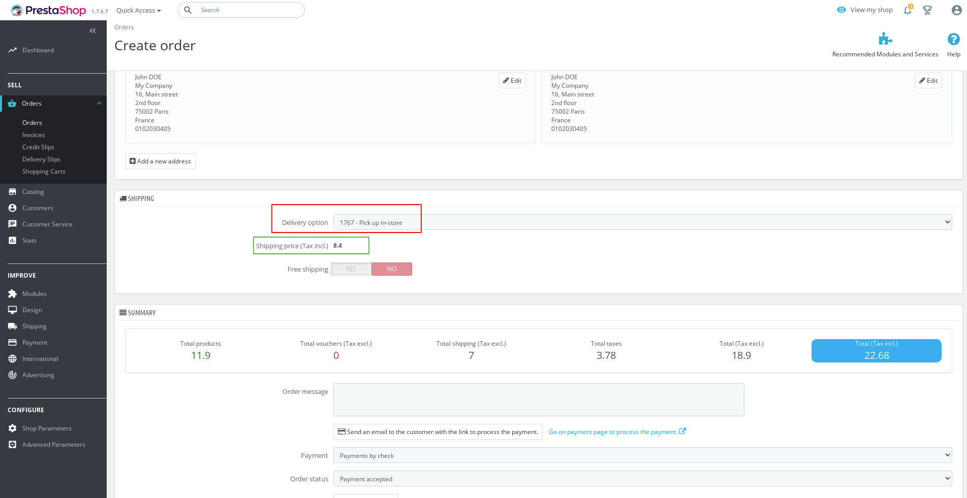BO - Orders page - Delivery option is NOK · Issue #20793 · PrestaShop/PrestaShop · GitHub