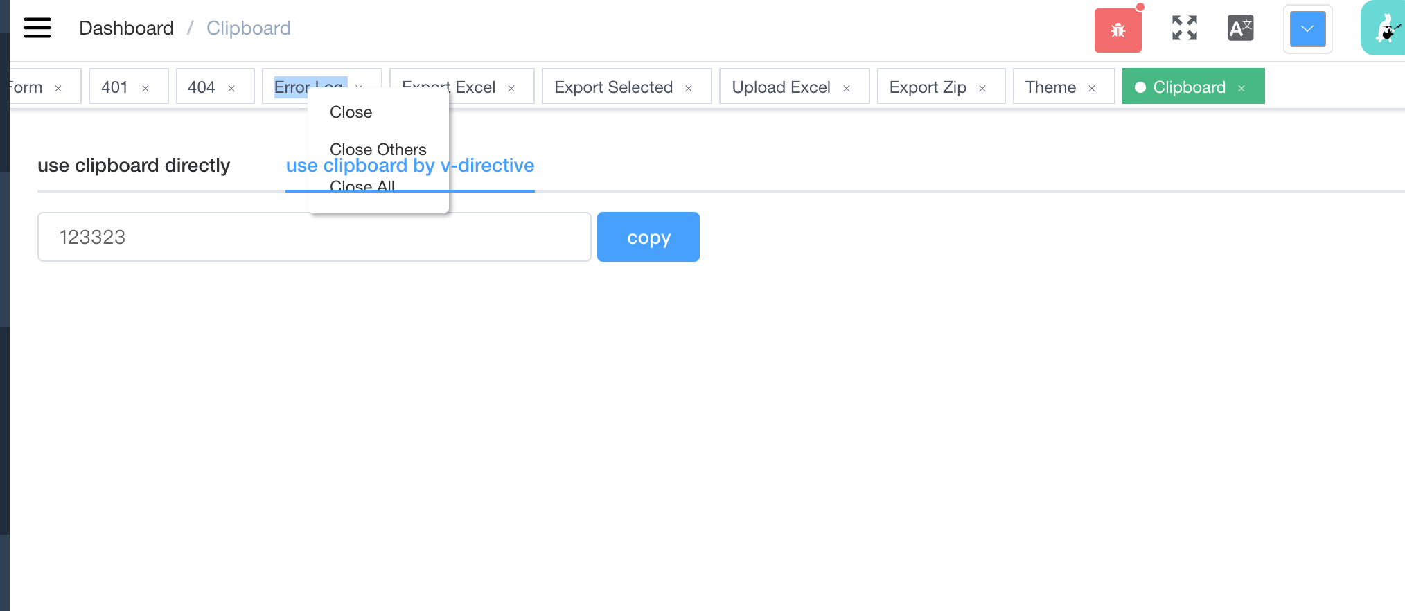Clipboard样式问题 · Issue 607 · Panjiachenvue Element Admin · Github