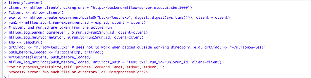 [BUG]Issue with R API log artifacts · Issue #3069 · mlflow/mlflow · GitHub