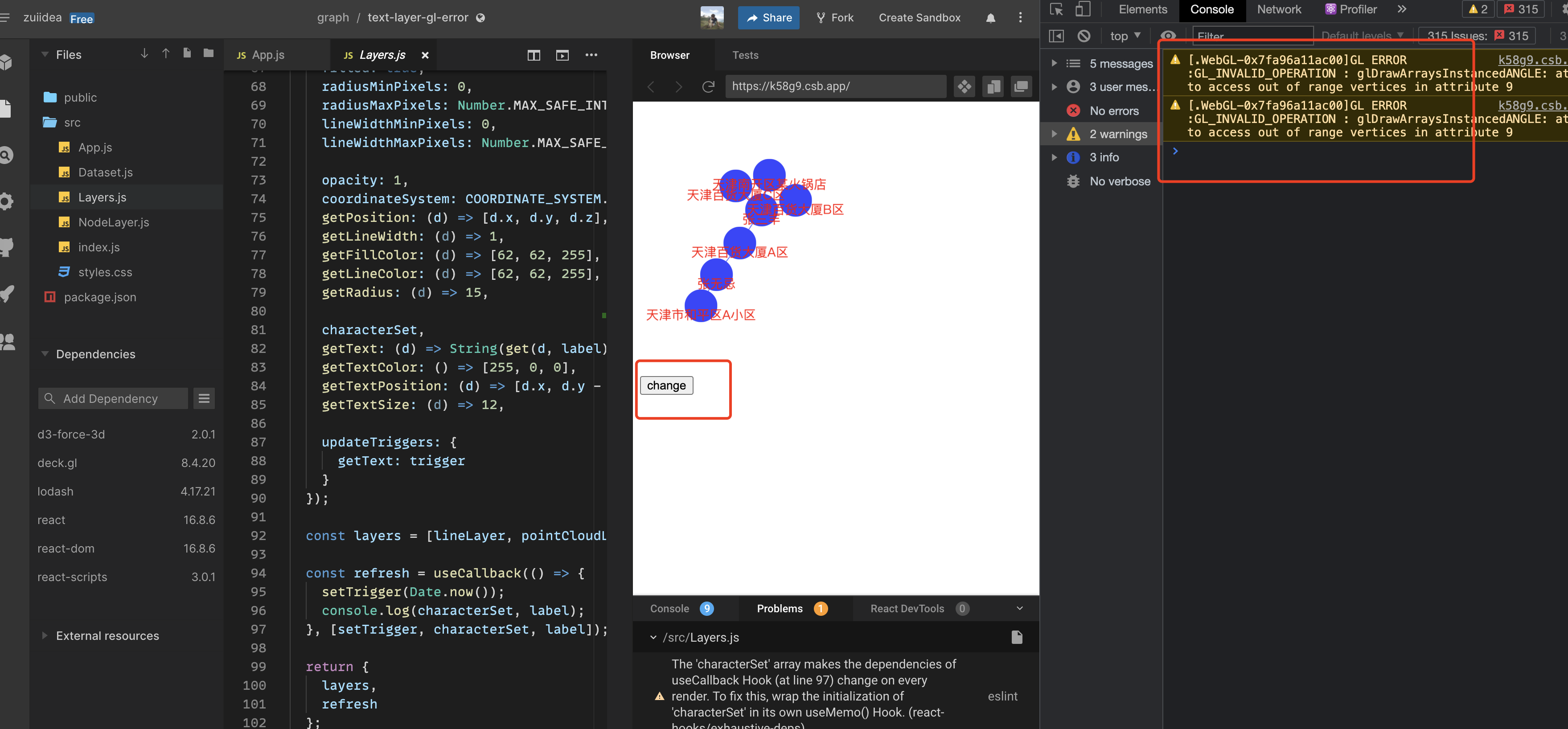 TextLayer GL ERROR :GL_INVALID_OPERATION : glDrawArraysInstancedANGLE: attempt to access out of ...