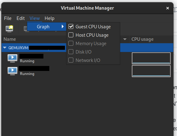 Memory, Disk, and I/O Graphs Disabled · Issue #167 · virt-manager/virt-manager · GitHub