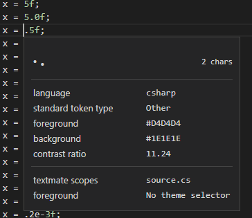 Wrong syntax highlighting with floats with no integral part like .5f · Issue #204 · dotnet ...