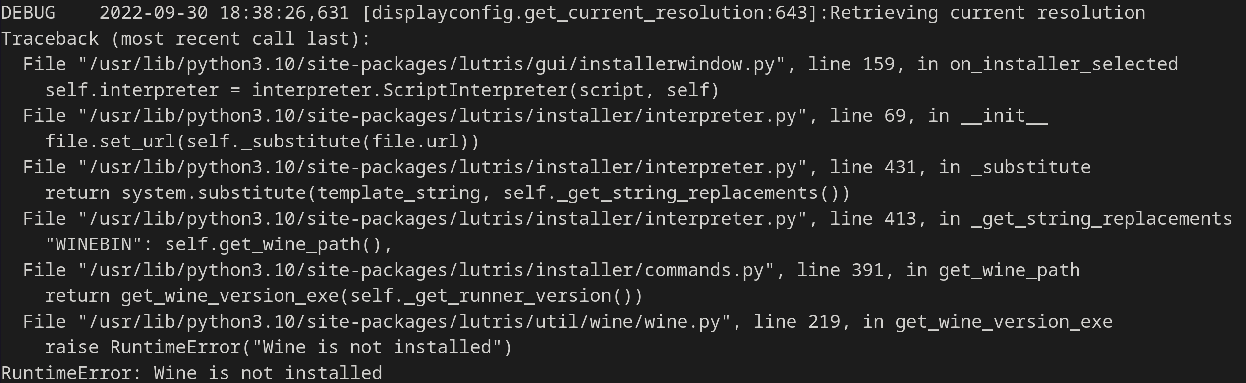 Empty install game dialog when Wine dependency not met · Issue #4533 · lutris/lutris · GitHub