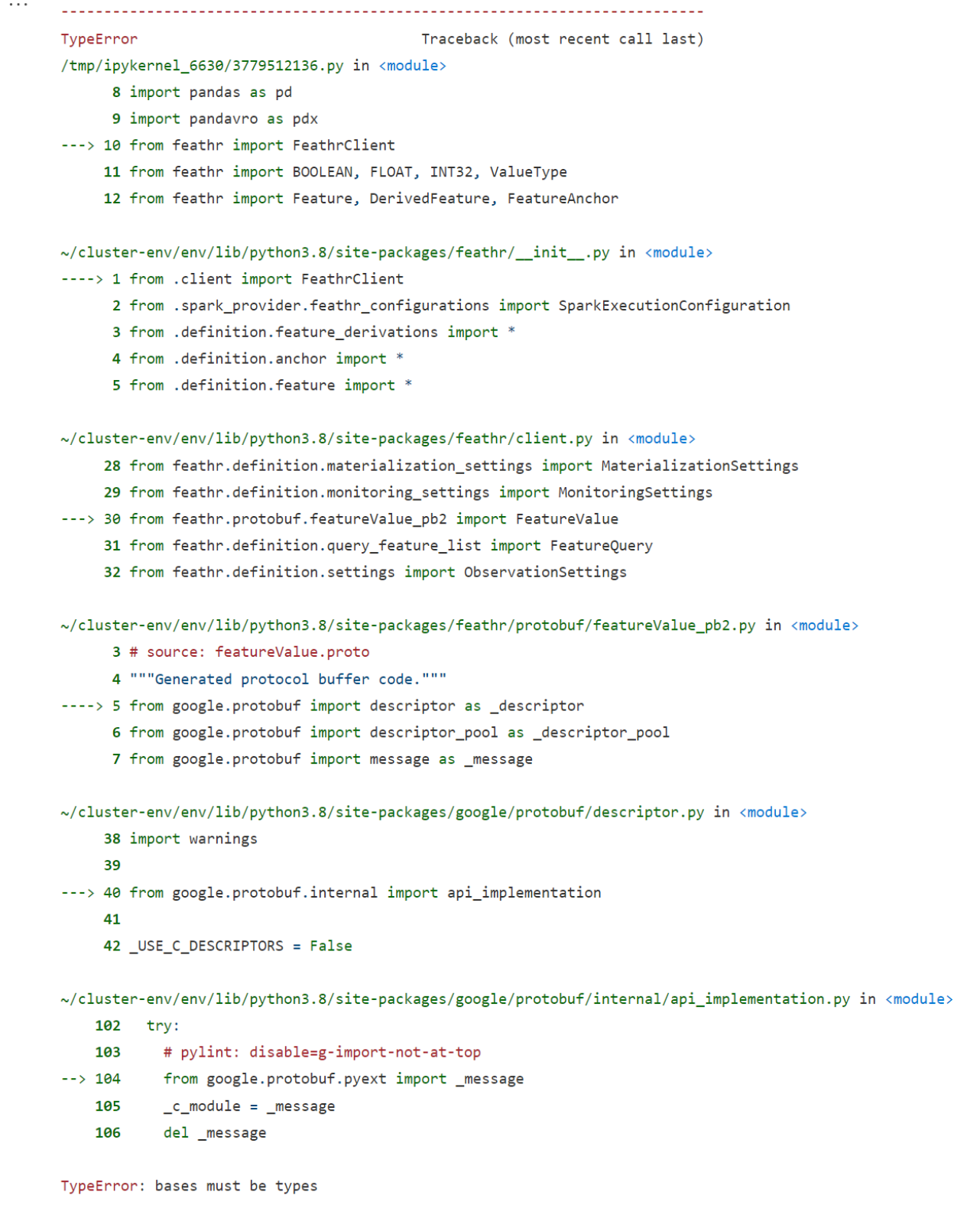[BUG] Notebook run in Azure Synpase fails with error TypeError: bases must be types · Issue #639 ...