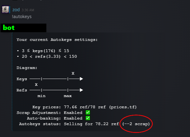 [Minor] Autokeys "scrapAdjustment" value displayed when using !autokeys in Steam chat can be ...