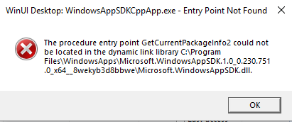 RS5 Compatibility: GetCurrentPackageInfo2 not available through DynDep · Issue #1287 · microsoft ...