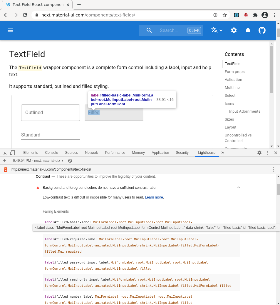  TextField Accessibility Contrast Issue With Filled Variant Issue 24947 Mui material ui 