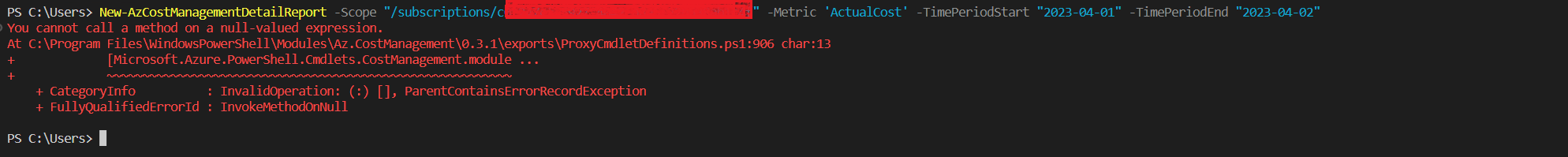 Get Azconsumptionusagedetail Returns Badrequest · Issue 21724 · Azure Azure Powershell · Github