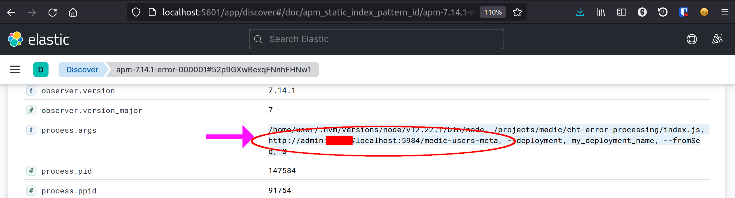 Records sent to APM exposes process arguments leaking sensitive data like Couch password · Issue ...