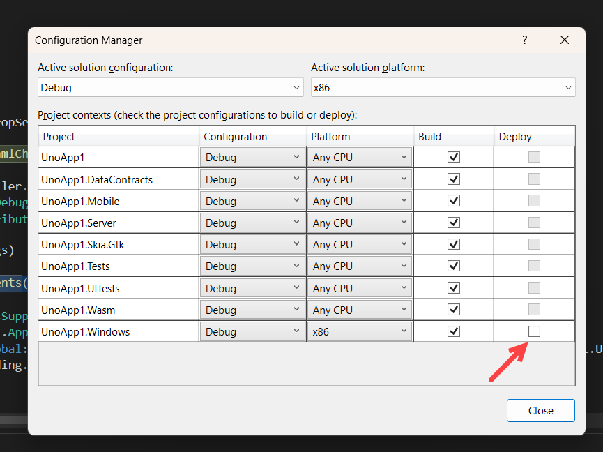New Project Does Not Have For Windows The Deploy Checked · Issue 11872 · Unoplatformuno · Github