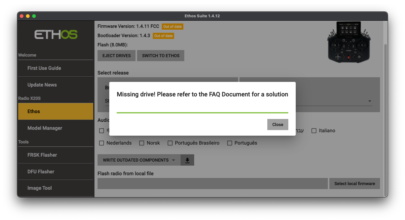 Mac OS Sonoma 14.0 "Missing Drive!" Can't update firmware or bootloader via Suite · Issue #2928 ...
