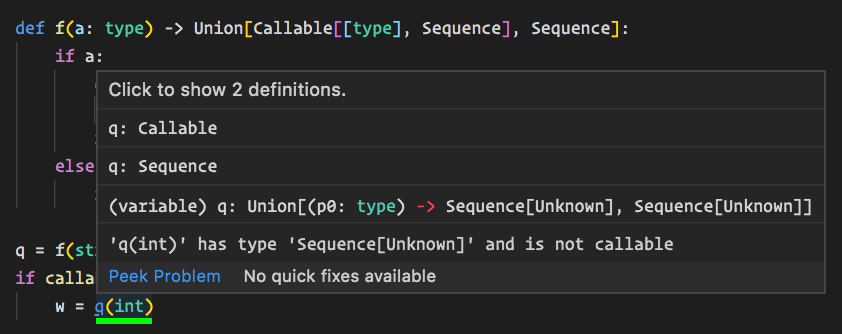 confusing error in callable() conditional · Issue #506 · microsoft/pyright · GitHub