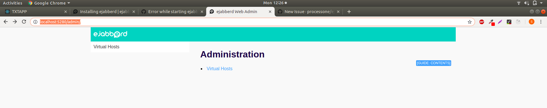 NO Virtual host on ejabberd web admin interface · Issue #2996 · processone/ejabberd · GitHub