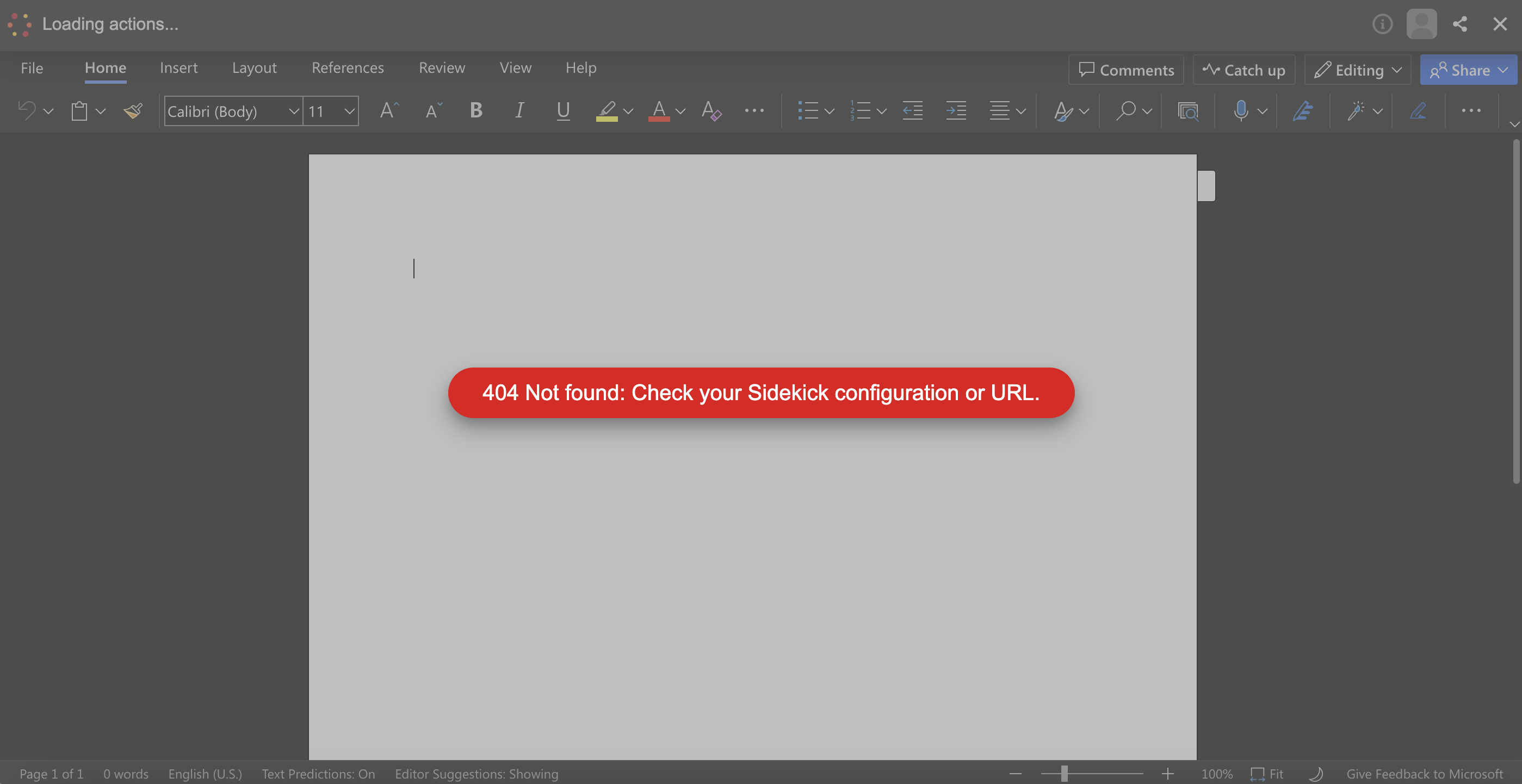 Sidekick fails to load status on new sharepoint document and shows 404 ...