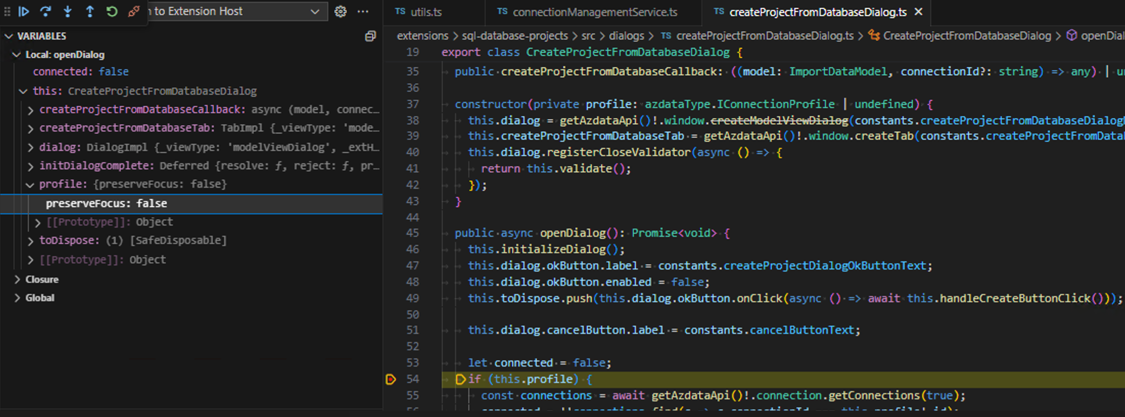 Create Project From Database fails when launched without DB context · Issue #23861 · microsoft ...