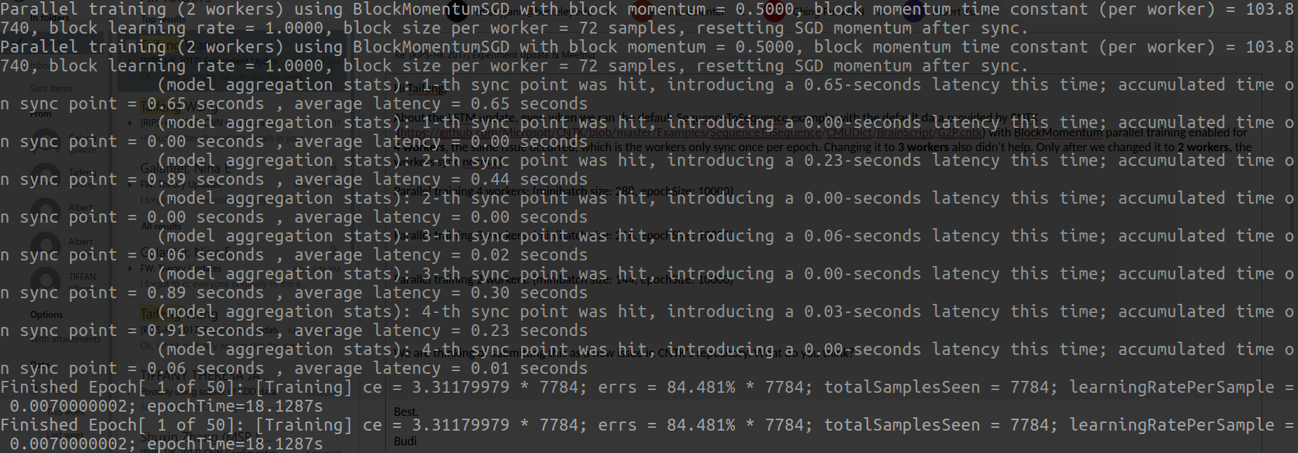Problem of Seq2Seq Distributed Training Using BMUF · Issue #2189 · microsoft/CNTK · GitHub