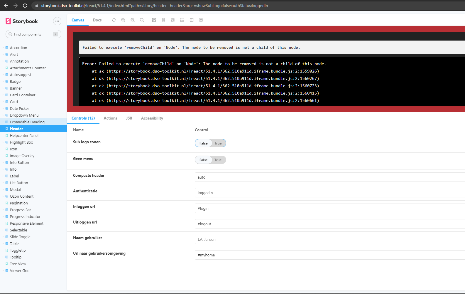 Header storybook showSubLogo toggle problemen · Issue #2068 · dso-toolkit/dso-toolkit · GitHub