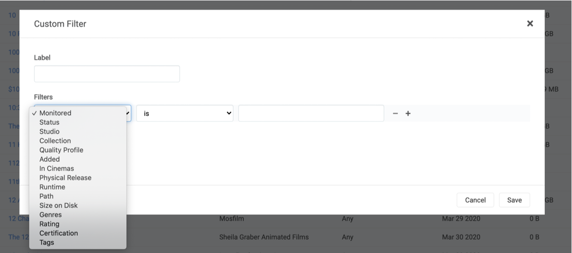 [Feature Request] Add Movie Title to Custom Filter view. · Issue #4563 · Radarr/Radarr · GitHub