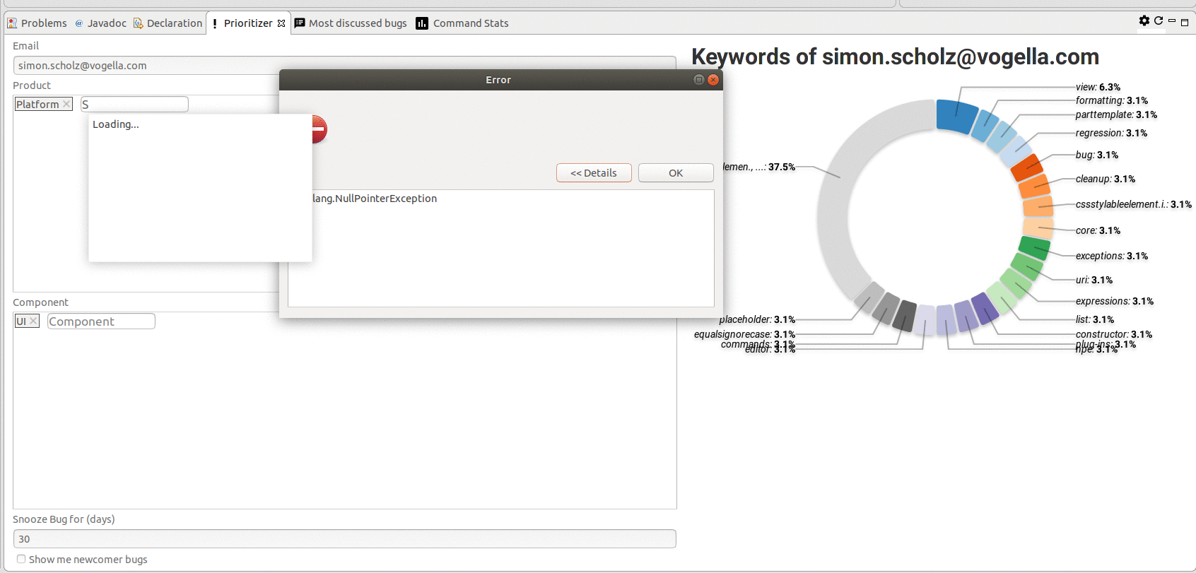 Error while entering a Product or Component · Issue #11 · OpenReqEU/eclipse-plugin-vogella · GitHub