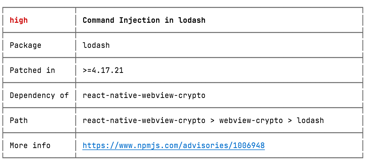 Need to update lodash in dependencies · Issue #13 · webview-crypto/webview-crypto · GitHub