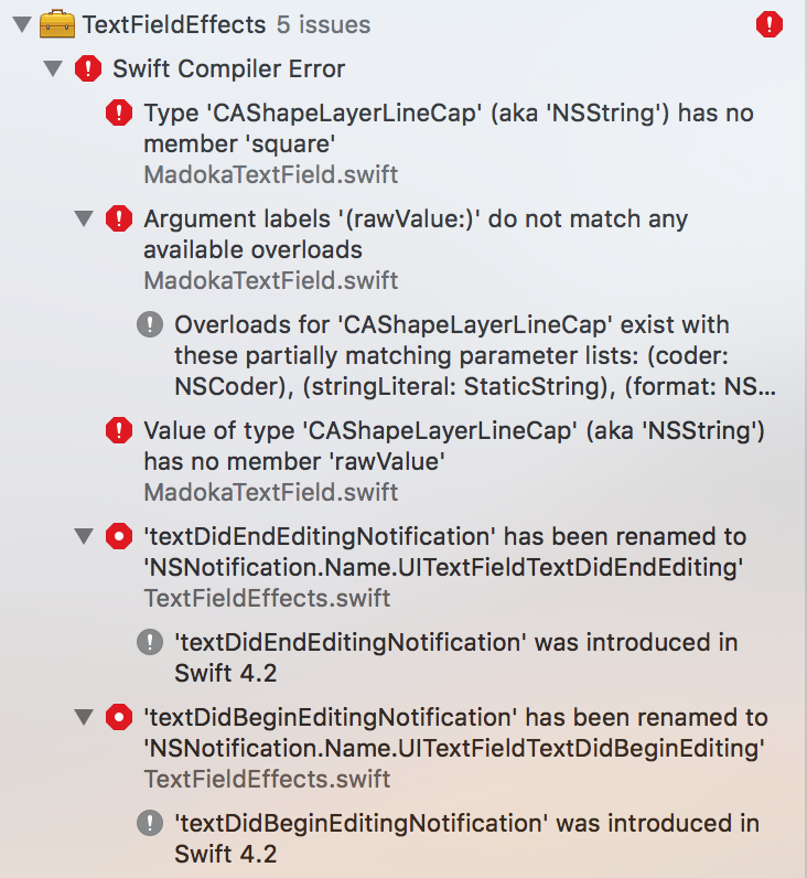 Not working in xCode10 · Issue #162 · raulriera/TextFieldEffects · GitHub
