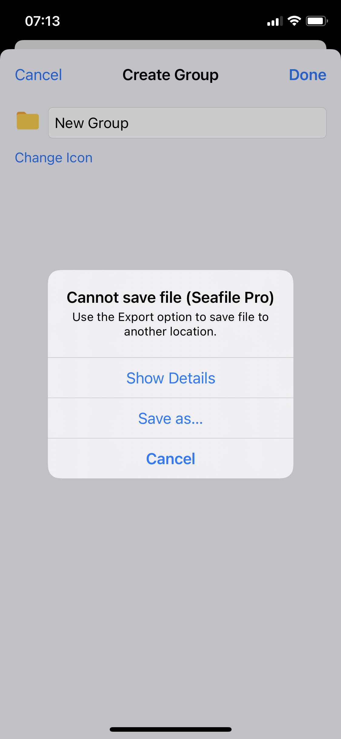 Save / Sync error using cloud provider Seafile pro · Issue #222 · keepassium/KeePassium · GitHub