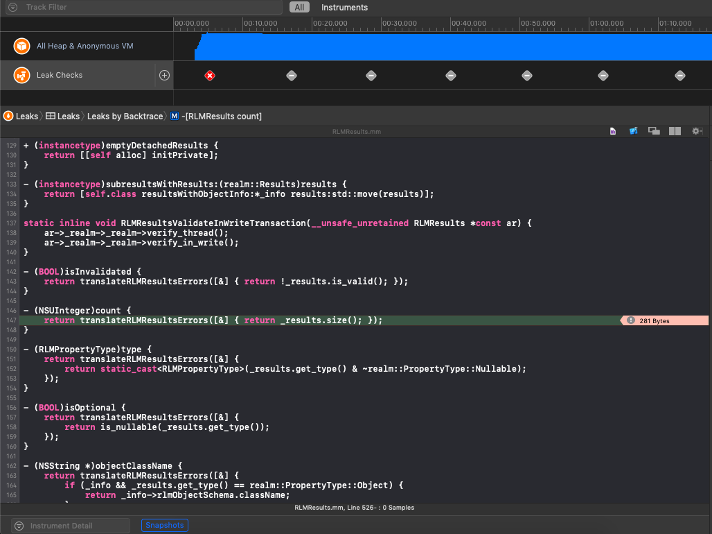 Memory Leaks when try to get Count of RLMResults · Issue #6167 · realm/realm-swift · GitHub