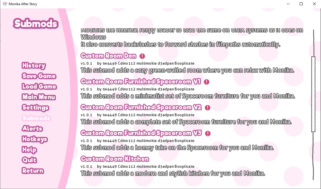 After Launching MAS, I am unable to update custom rooms from v1.01 to v1.02 using the submod ...