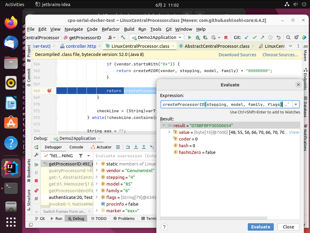 CentralProcesor getProcessorID is different from “sudo dmidecode -t 4 ...