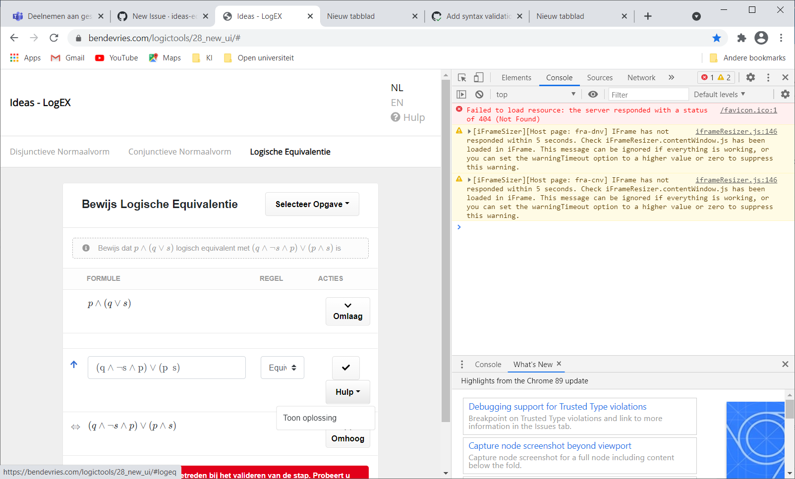 geen hint na validatiefout · Issue #71 · ideas-edu/logictools · GitHub