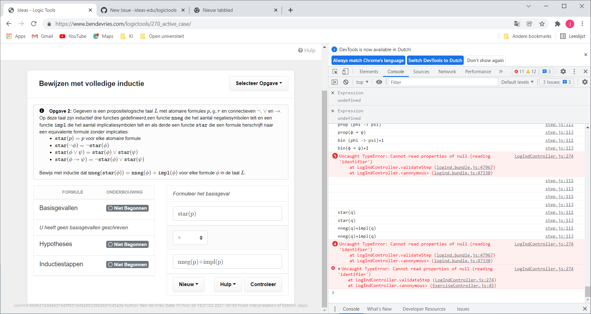 Bug Basis · Issue 288 · Ideas Edulogictools · Github 