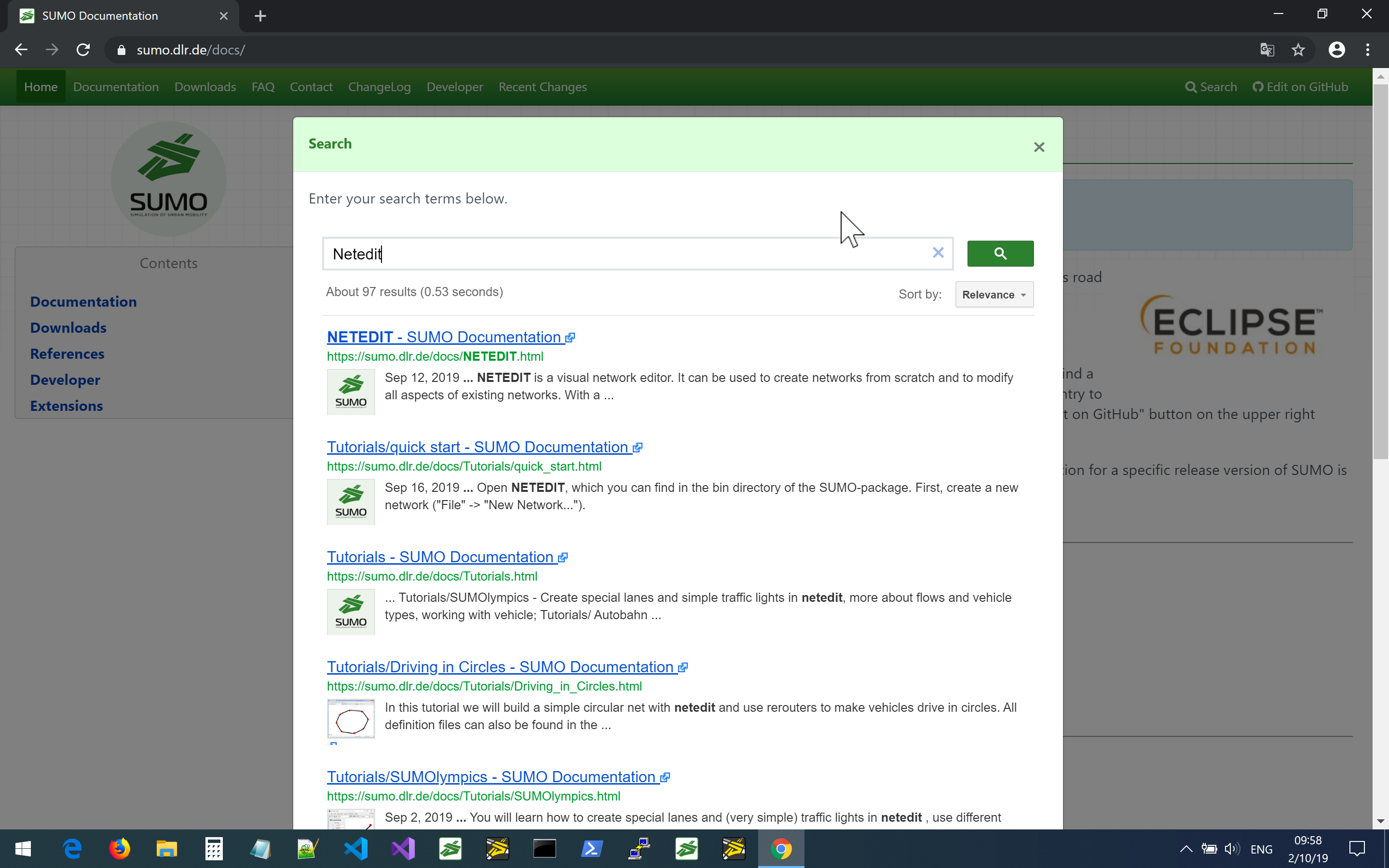 documentation search not working in chrome · Issue #6128 · eclipse-sumo ...