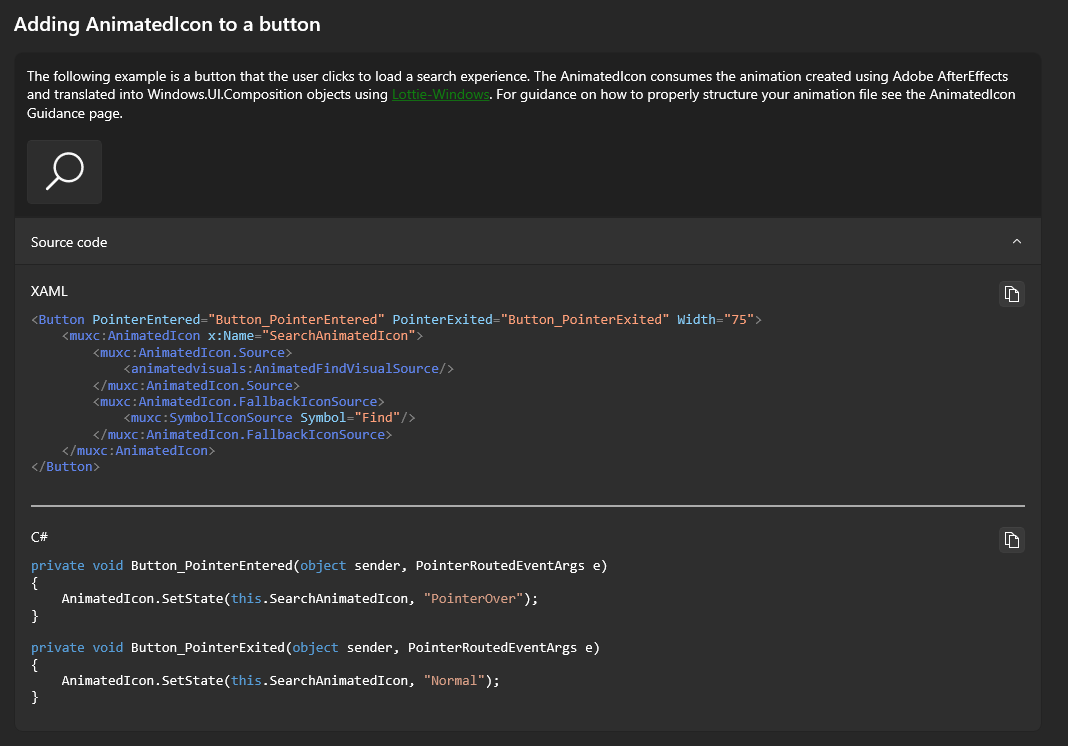 Add separator between code samples, update code copy button to be on ...