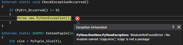 Python.Net will not import SciPy (similar to a GitHub issue initiated ...