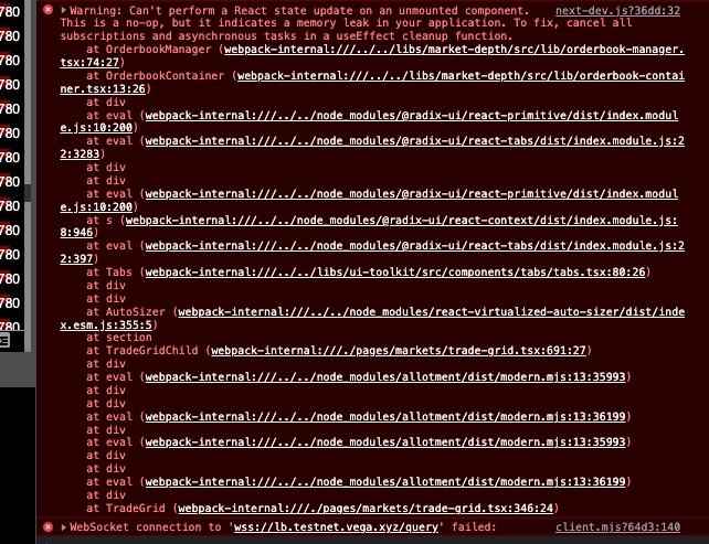 React Memory Leak In Orderbook Positions Managers · Issue 945 · Vegaprotocol Frontend Monorepo