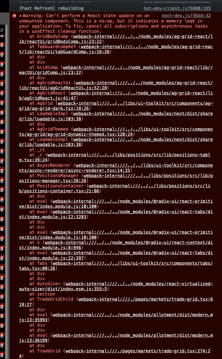 React Memory Leak In Orderbook Positions Managers · Issue 945 · Vegaprotocol Frontend Monorepo