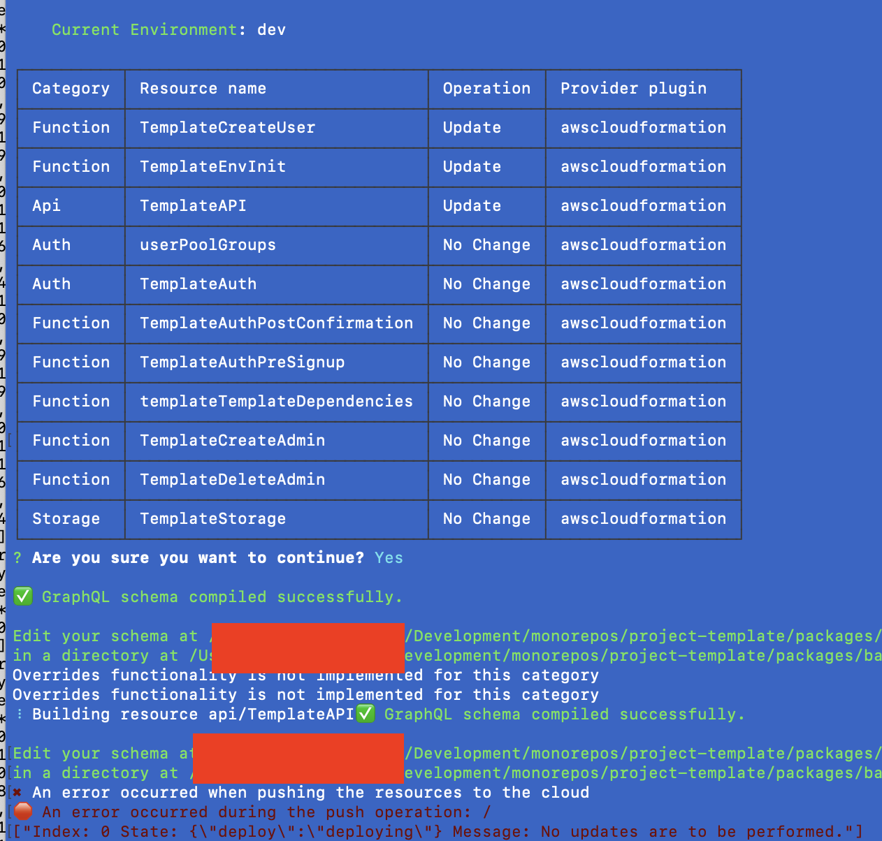 --allow-destructive-graphql-schema-updates showing - Message: No ...