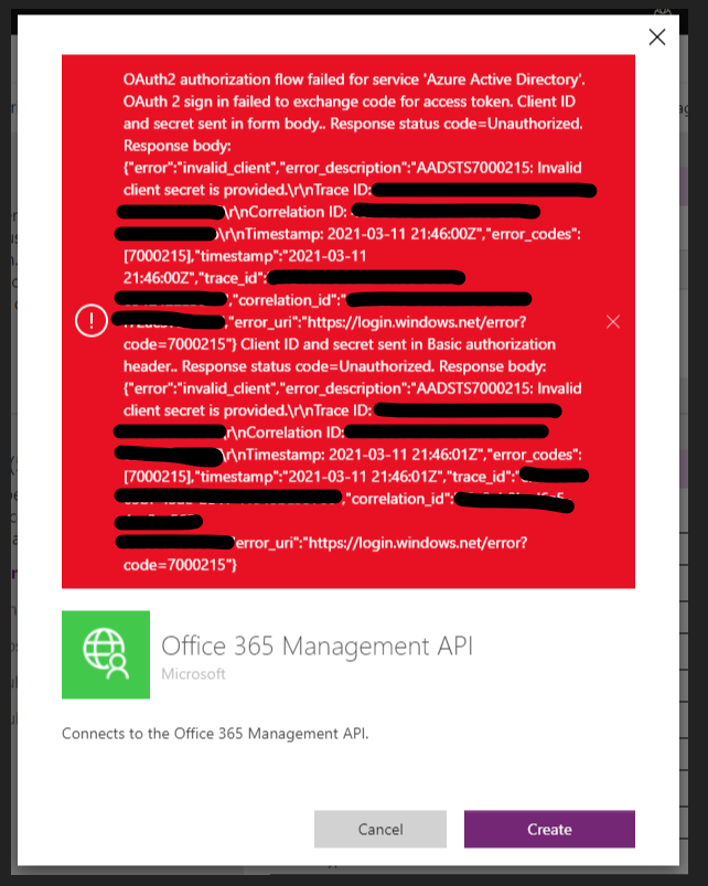 [BUG]: Office 365 Management API - Custom Connector Does Not Save ...