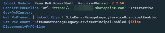 [BUG] - Set-SPOTenant -SiteOwnerManageLegacyServicePrincipalEnable -- Command Doesn't Work ...