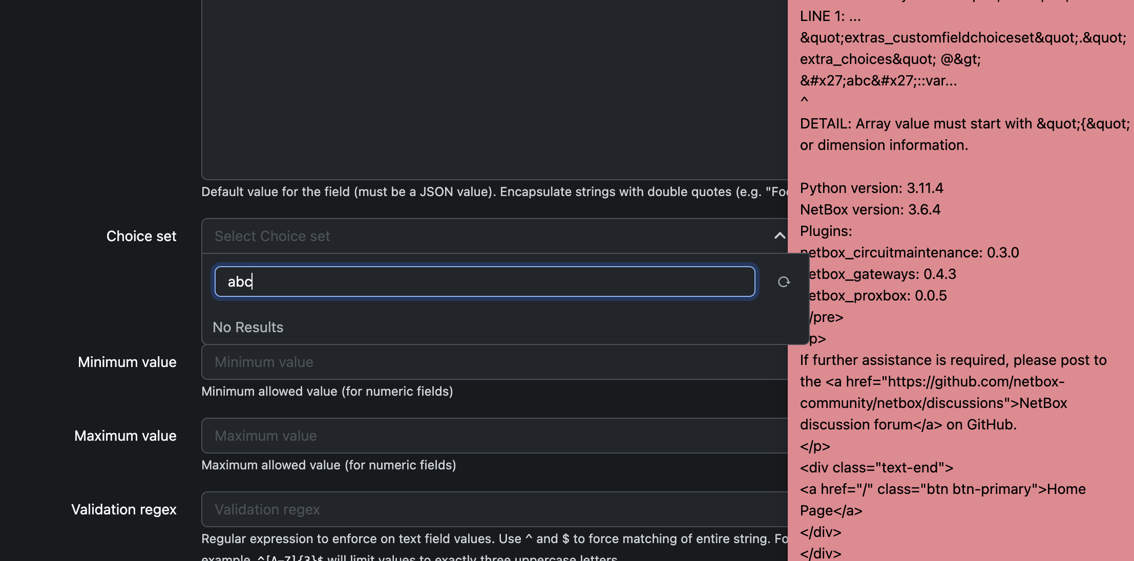 Error When Filtering Choice Sets When Editingcreating A Custom Field · Issue 14239 · Netbox
