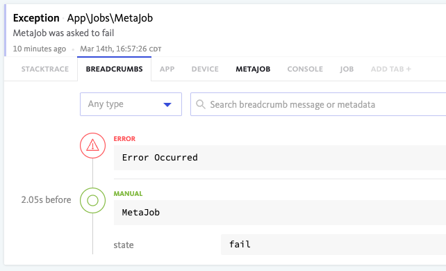 setMetaData doesn't clear between horizon jobs · Issue #483 · bugsnag/bugsnag-laravel · GitHub