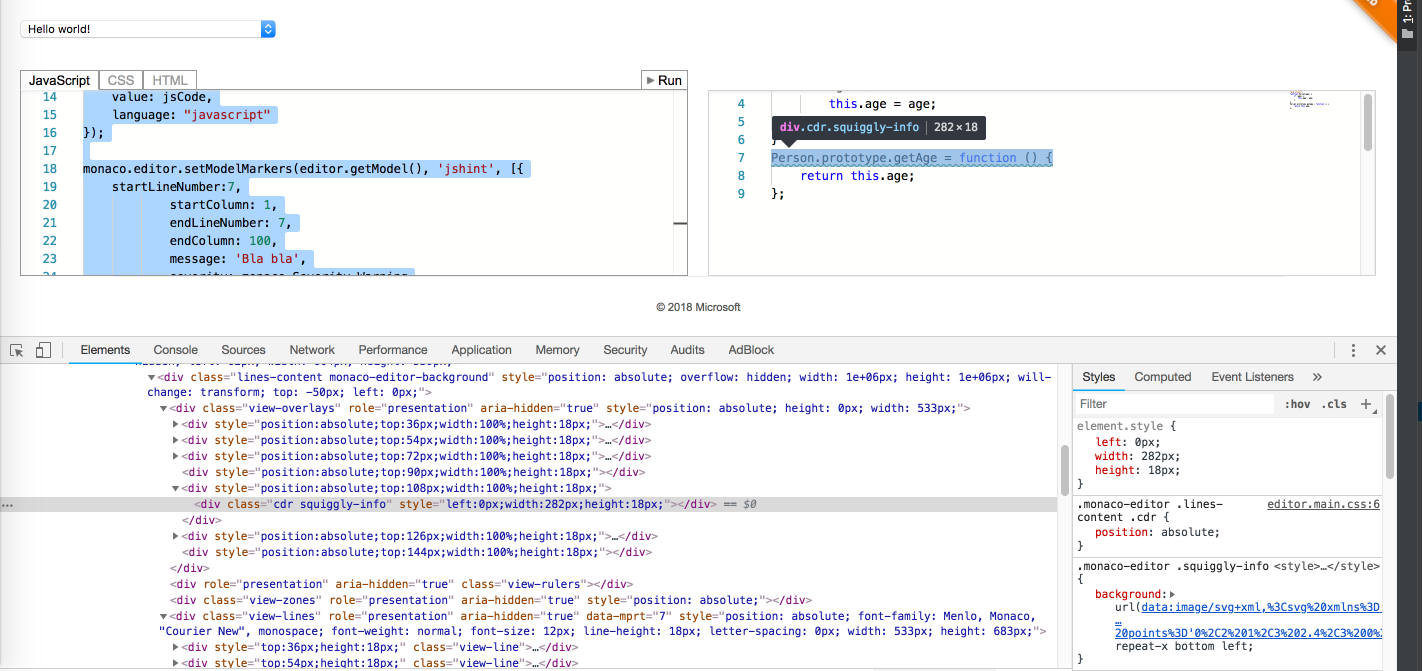 Model markers with severity Warning have 'squiggly-info' styling · Issue #979 · microsoft/monaco ...