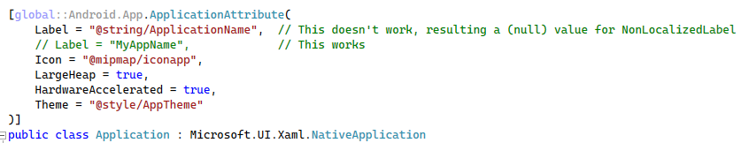 [Android] NonLocalizedLabel not set when referencing string resource in Label property of ...